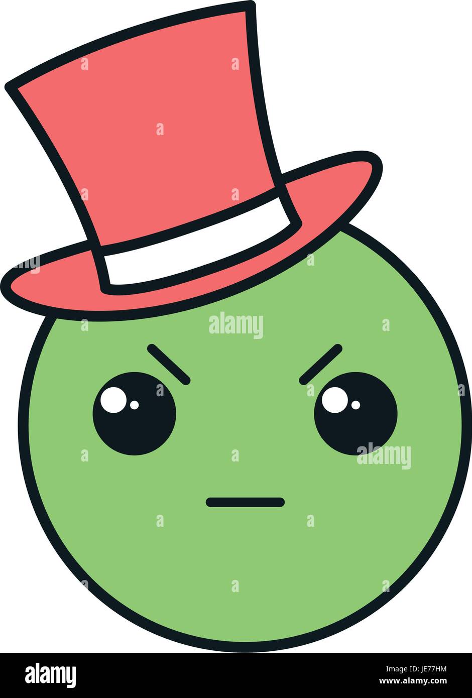 angry emoticon with hat kawaii character icon Stock Vector Image & Art ...