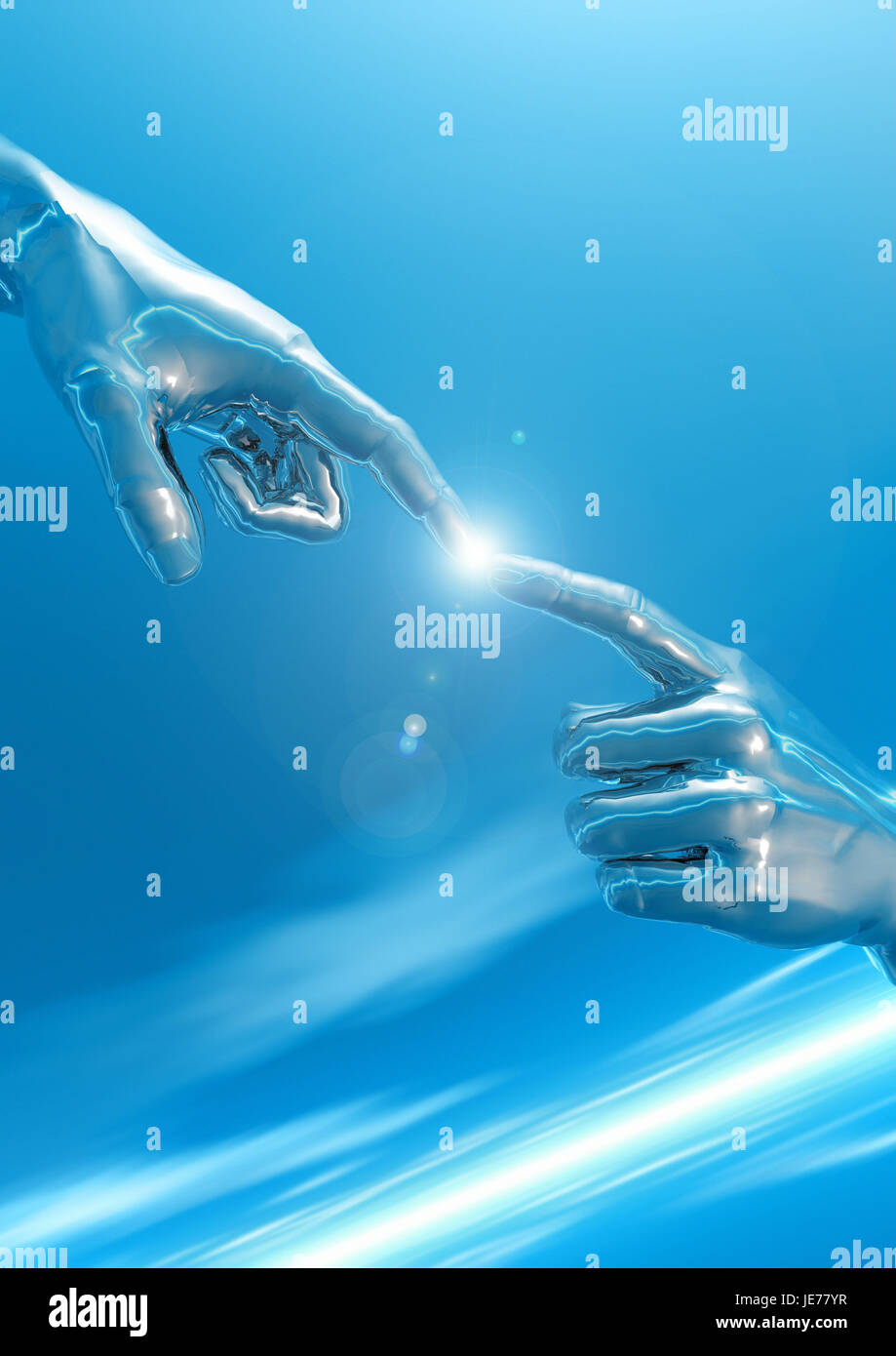 two hands, fingers, approach, touch Stock Photo - Alamy