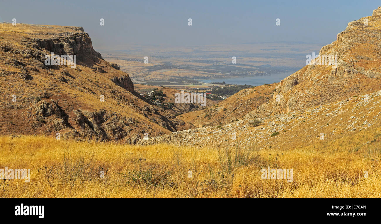 Mount Arbel ( right), the valley of Wadi Hamam and Mount Nitai ( left ...