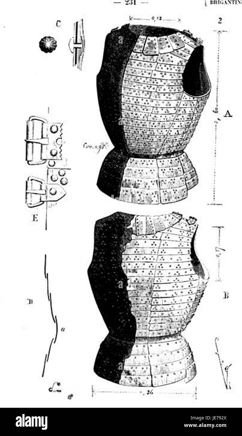 This image depicts a classic brigandine armor, as described by Eugène ...