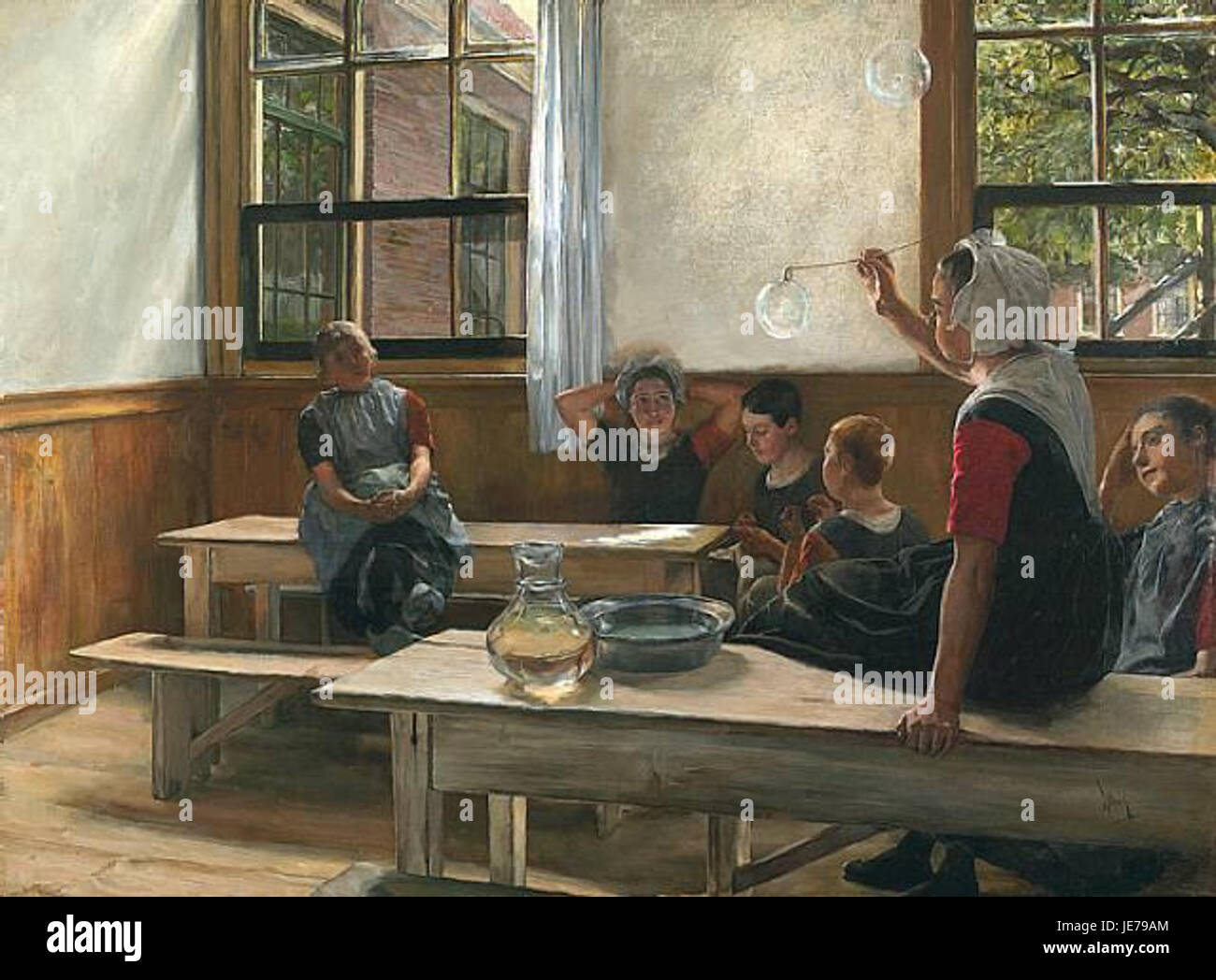 A painting by Charles Frederick Ulrich showing orphaned children (waifs ...