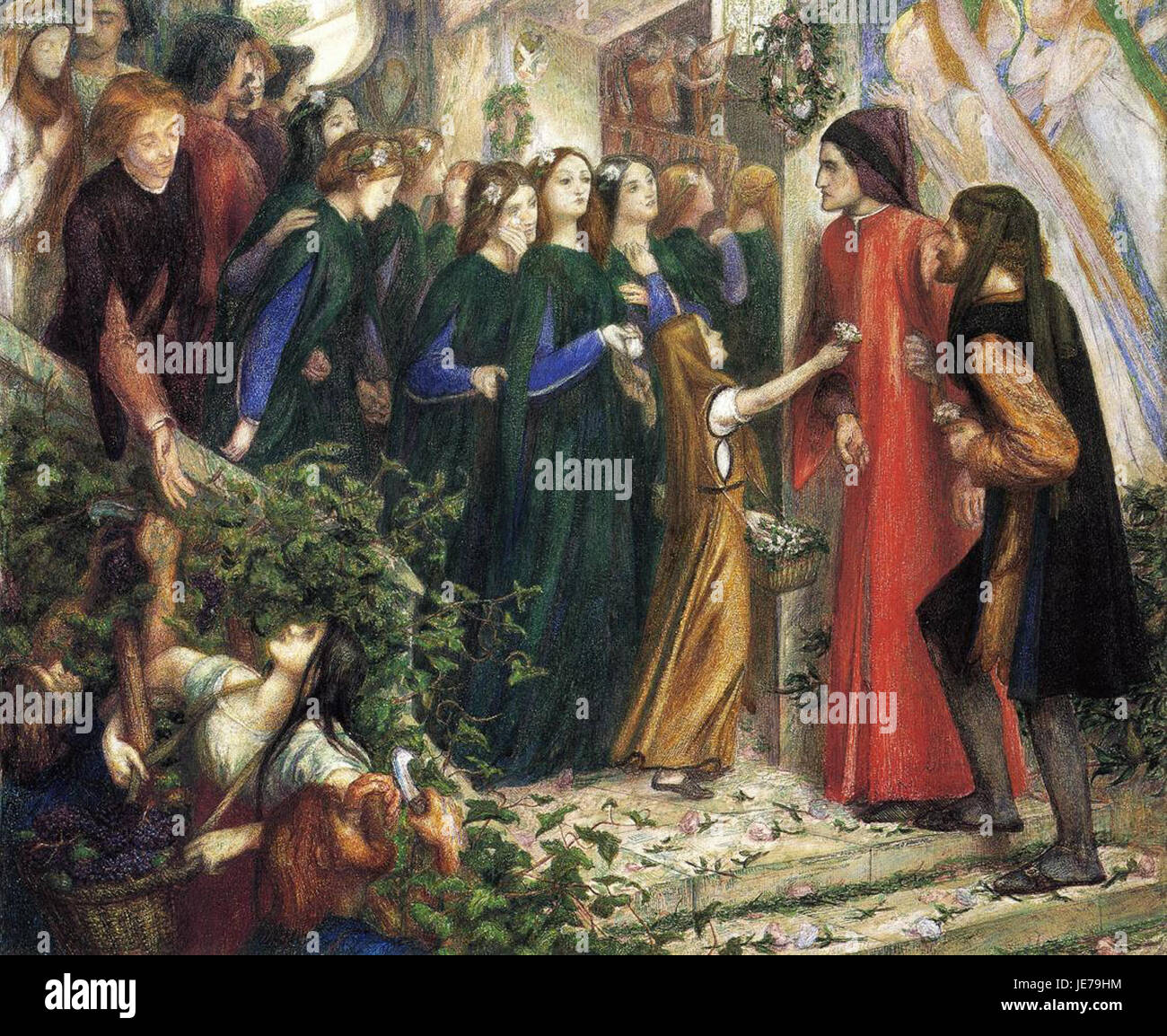 Dante Gabriel Rossetti's painting 'Beatrice Meeting Dante at a Marriage ...