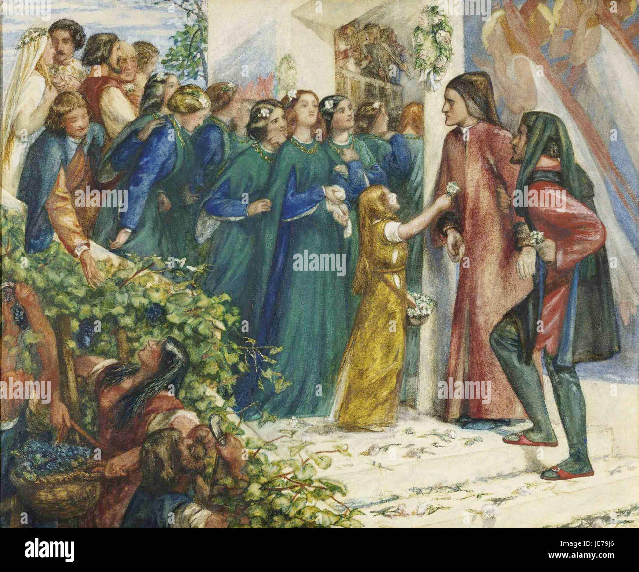 Dante Gabriel Rossetti - Beatrice Meeting Dante at a Marriage Feast ...