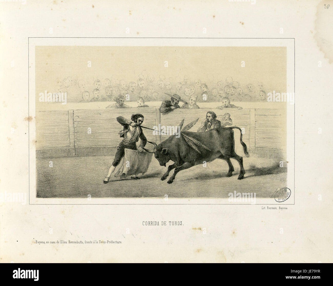 This image is related to the tradition of corrida de toros, or ...
