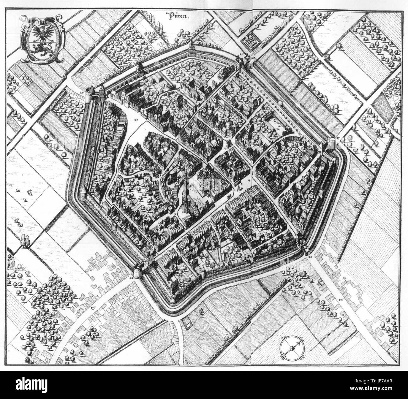 The image showcases a historical map of Westphalia, titled 'De merian ...