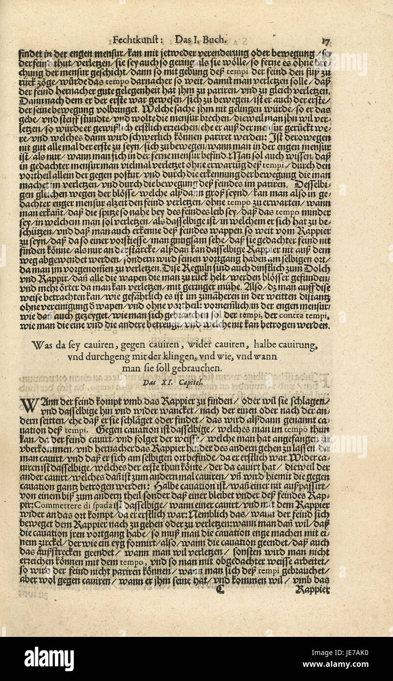 A historical text, 'De Fechten' by Fabri, discussing the techniques and principles of medieval ...