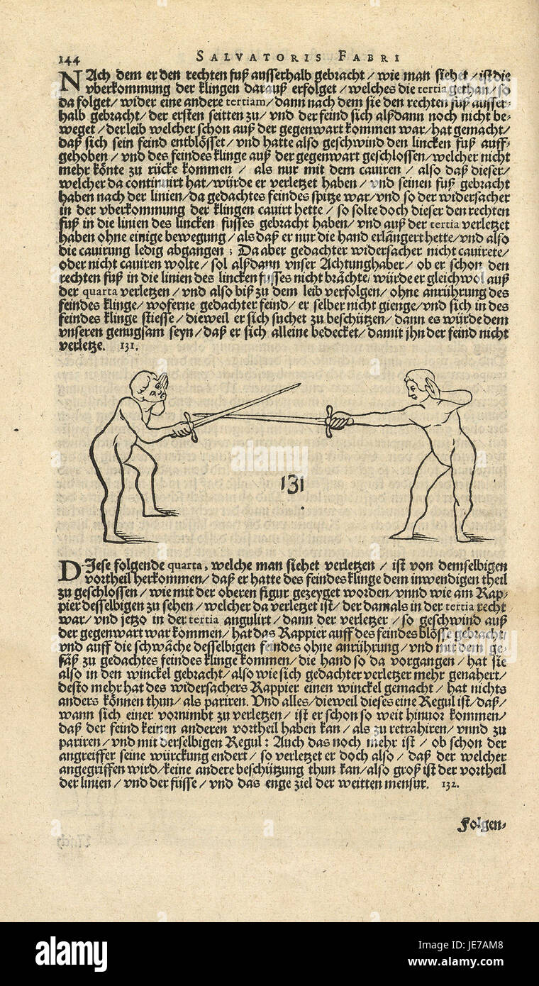 A medieval manuscript, 'De Fechten' by Fabri, depicting various combat ...