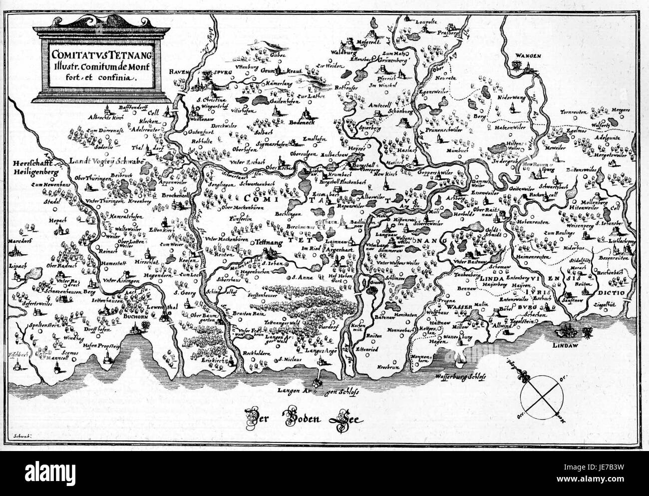'De Merian Sueviae,' a historical map or document illustrating the ...