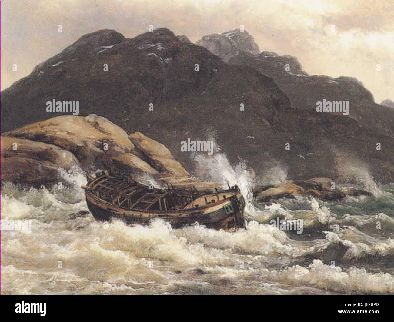 'Wrack' by Johan Christian Dahl is a painting that captures a dramatic ...