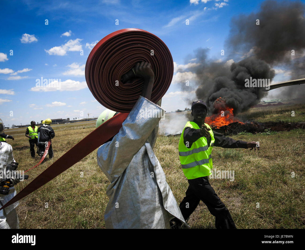 This photograph from October 4, 2013, captures Somali firefighters ...