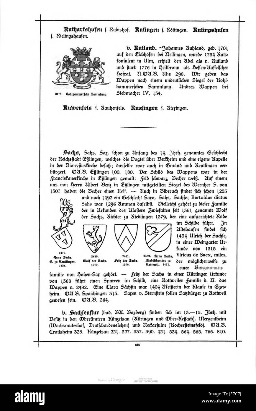 A page from 'Württembergisches Adels- und Wappenbuch', a heraldic book ...