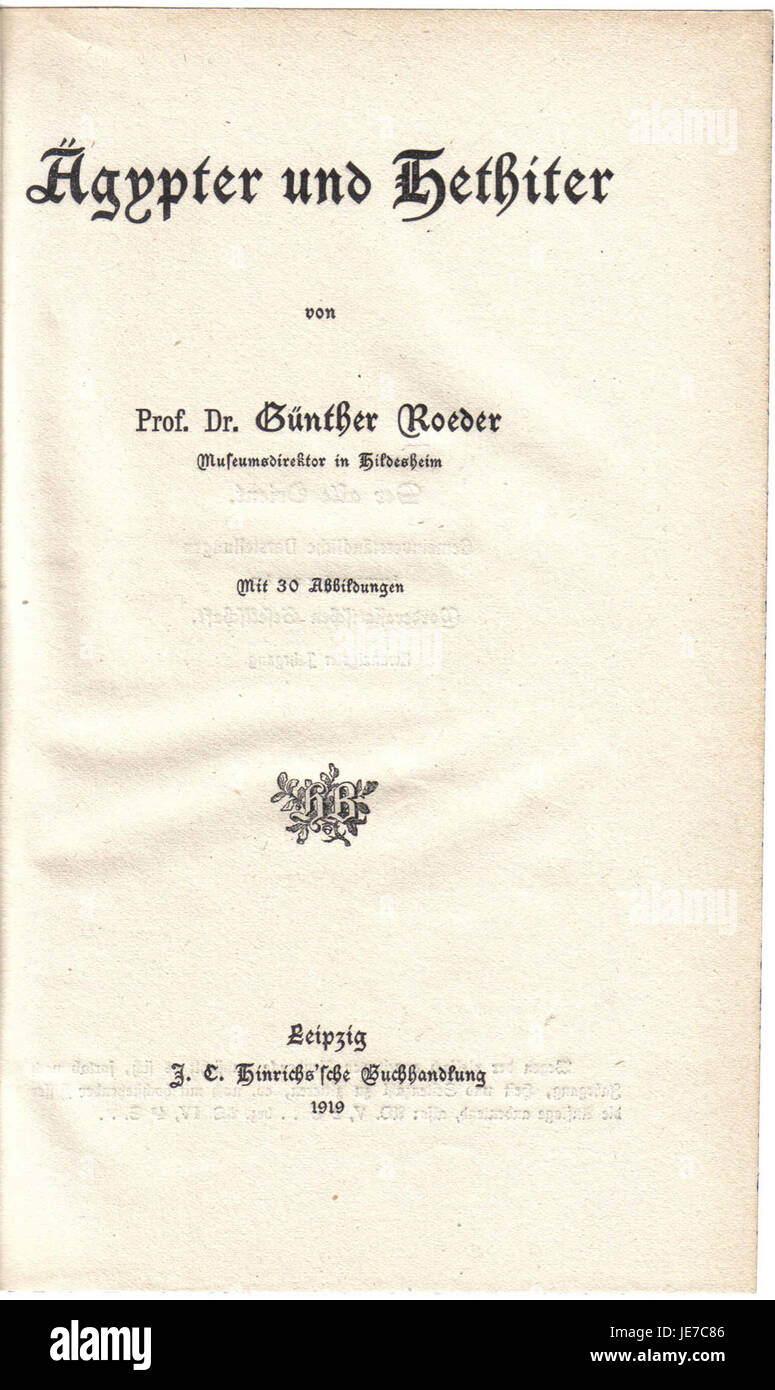 A reference to the work 'Aegypter und Hethiter' by Roeder and Burchardt ...