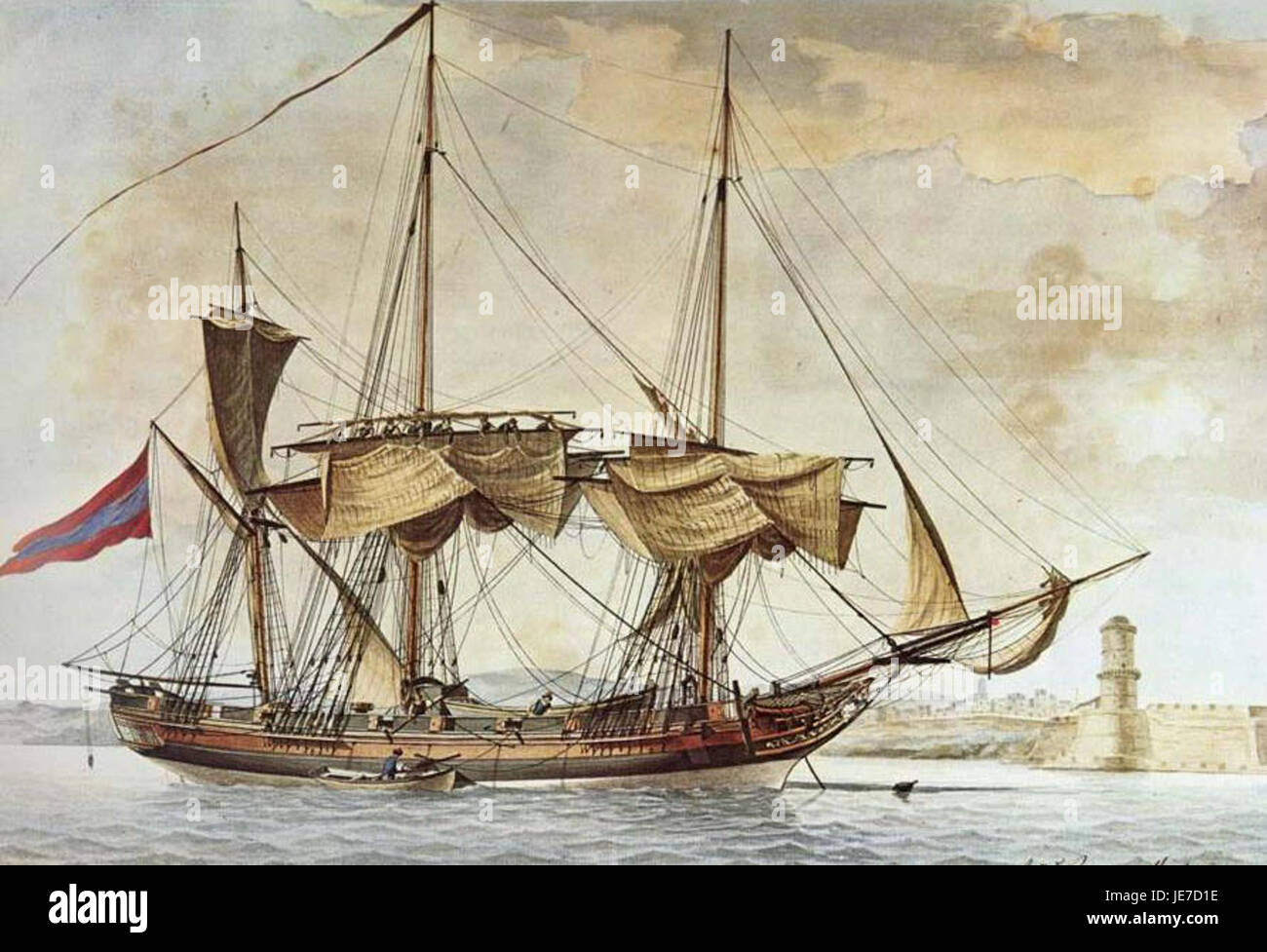 This painting by Antoine Roux shows a dramatic seascape, with Roux's ...