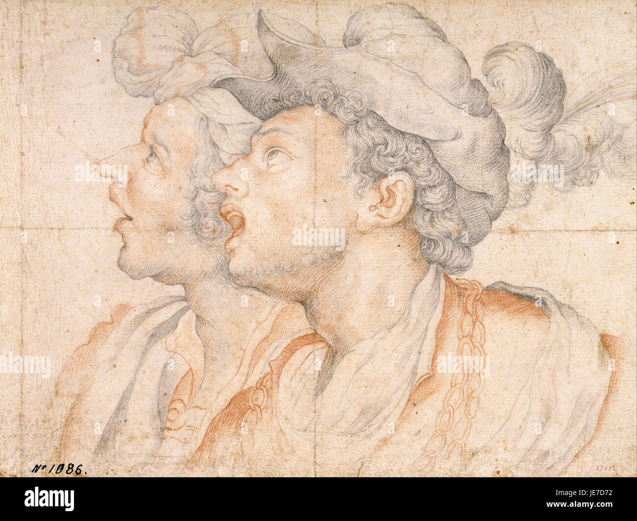 'Two Youths' Heads' is a painting attributed to Camilo Procaccini ...