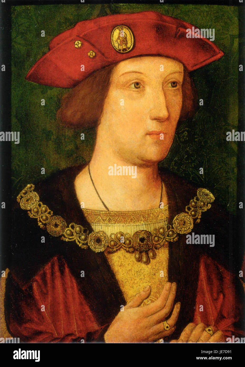 This artwork depicts Arthur, Prince of Wales, around the year 1500 ...