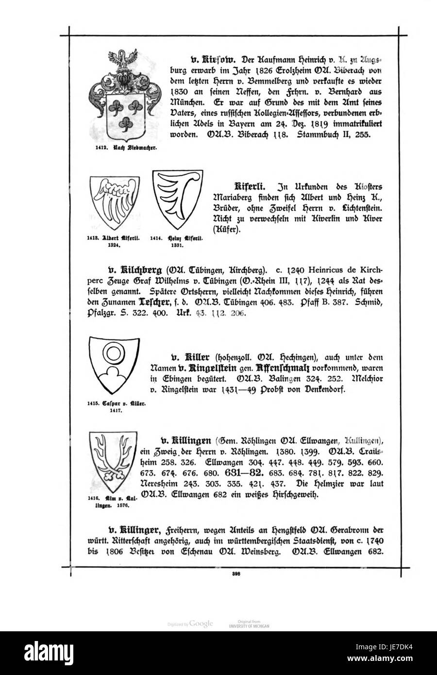 A volume from the Württemberg Heraldic and Nobility Book by Alberti ...
