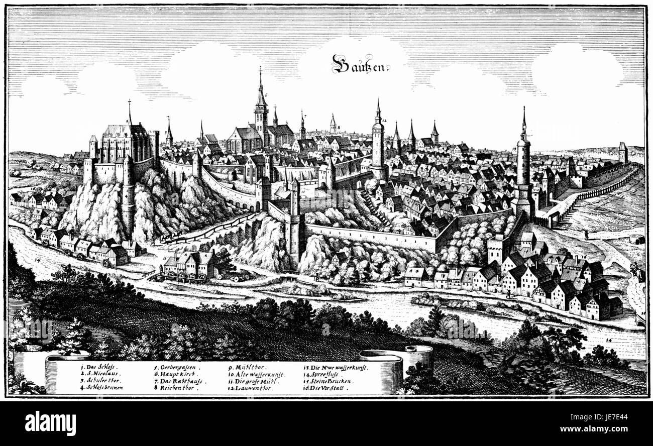 This map of Bautzen, created by Merian in 1650, provides a detailed and ...