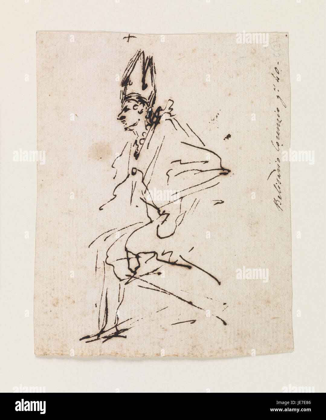 'Study of a Seated Bishop' by Belisario Corenzio is a detailed sketch ...