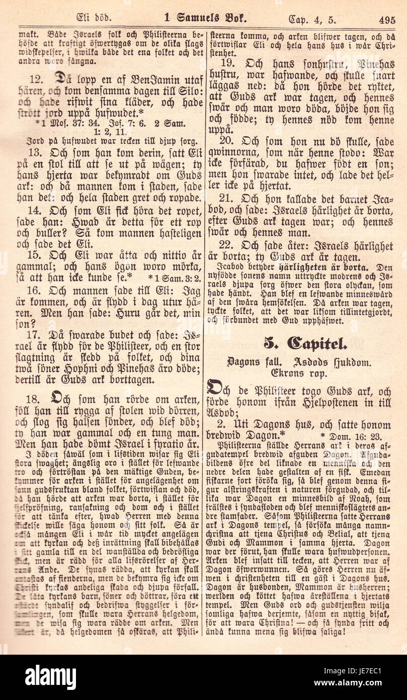 An edition of the Biblia Fjellstedt, a 1890s publication of the Bible ...