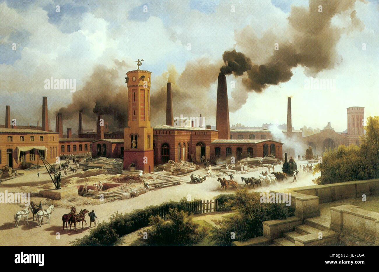 A historical image of the Borsig factory in 1847, showcasing early ...