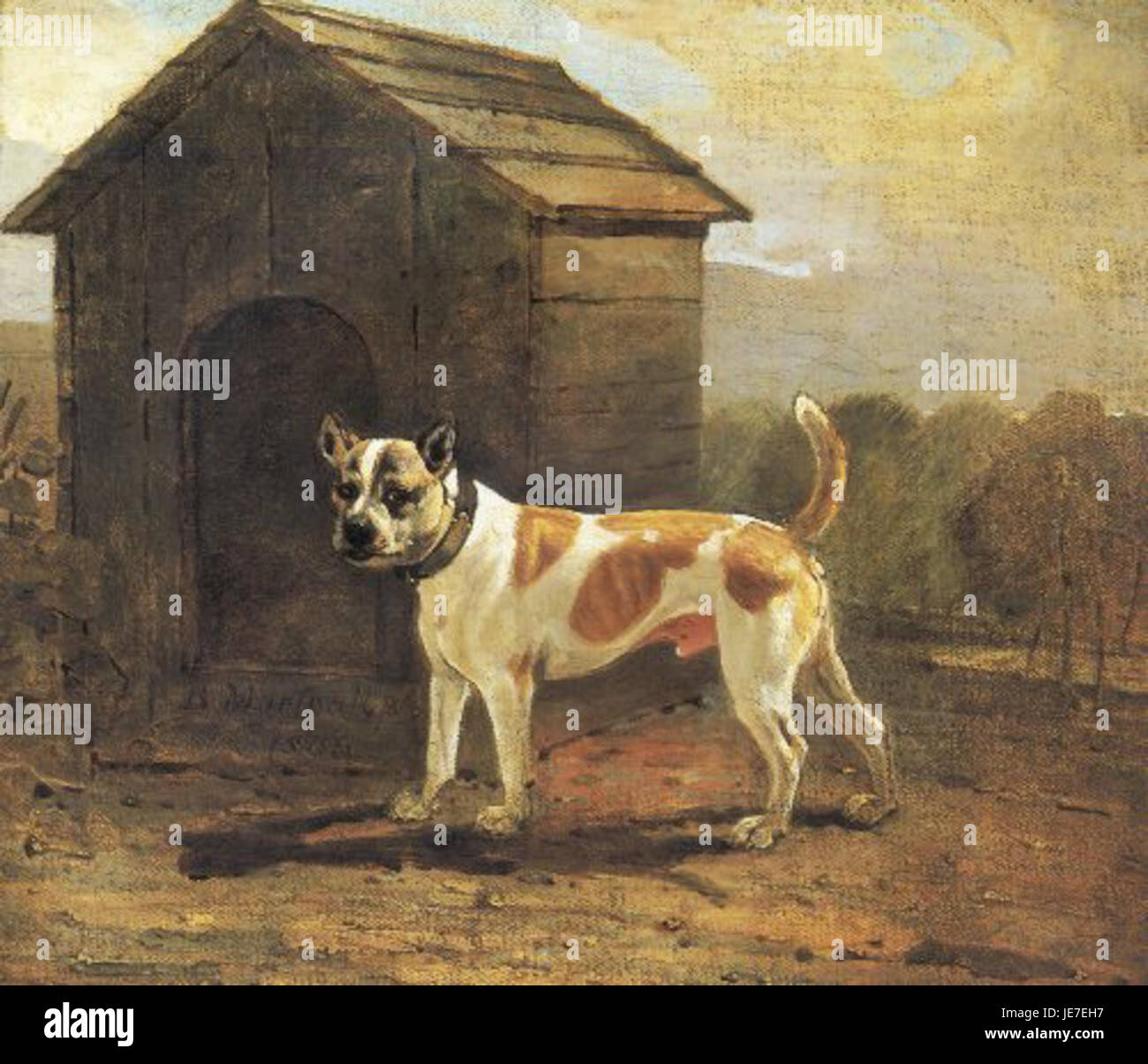 This artwork by Benjamin Marshall depicts a Bulldog and Terrier mix ...