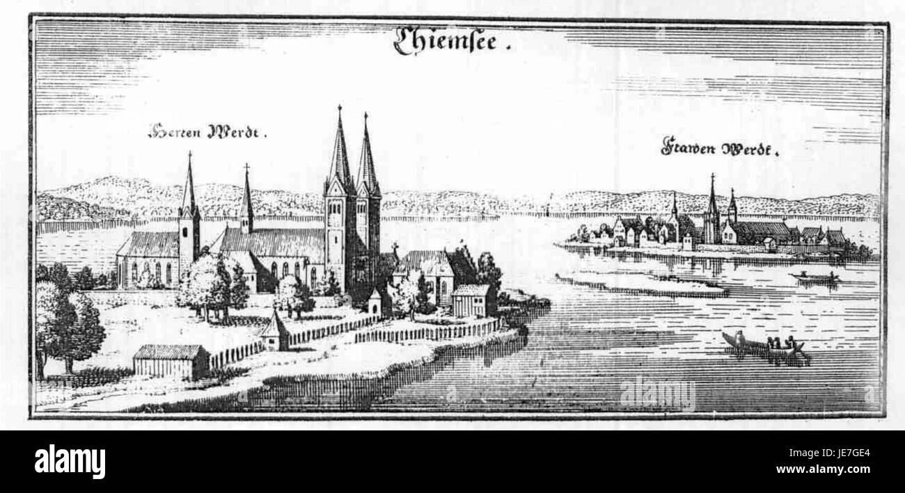 The 'Chiemsee' by Merian is a renowned landscape illustration capturing ...