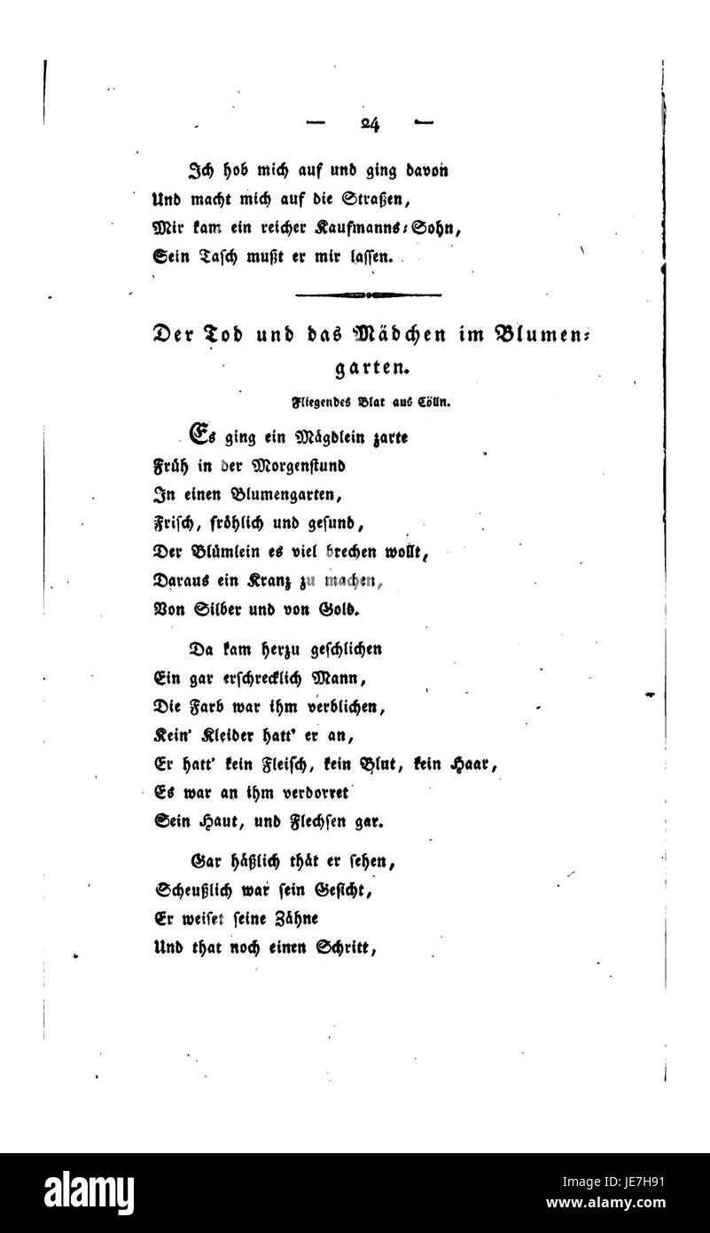 A page from 'Des Knaben Wunderhorn,' a German anthology of folk poems ...