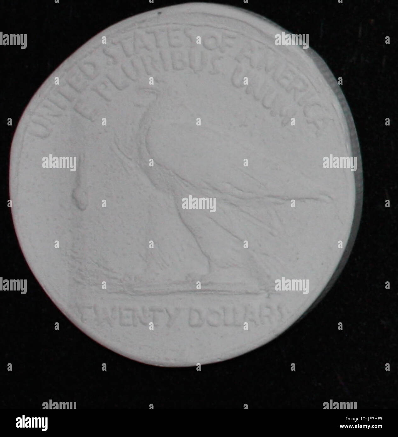 This plaster sketch of a double eagle showcases intricate design work ...