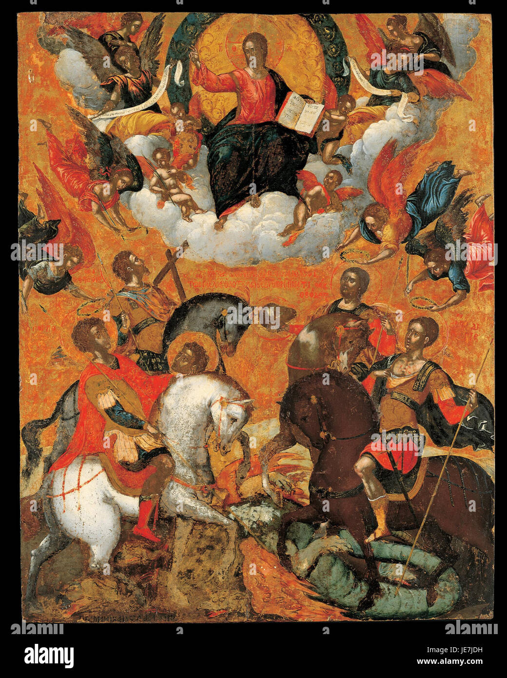 Damaskenos Michael's painting 'Four Military Saints' depicts four ...