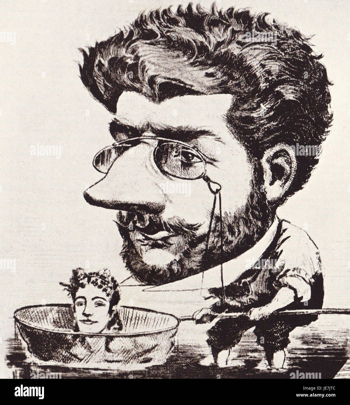 This caricature from 1863 depicts French composer Georges Bizet, known ...