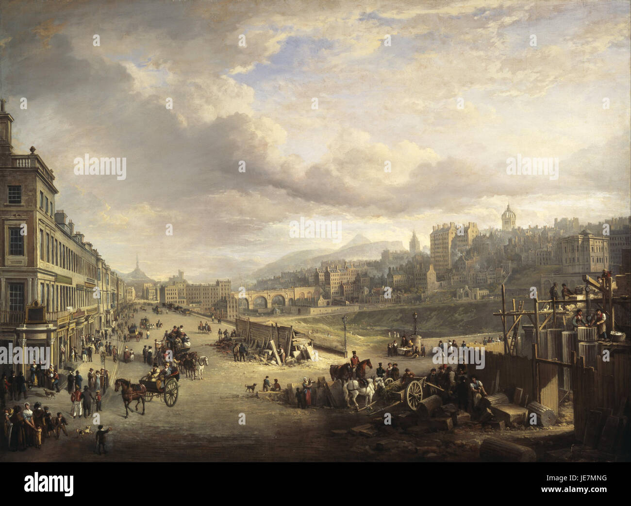 A painting by Alexander Nasmyth depicting Princes Street in Edinburgh ...