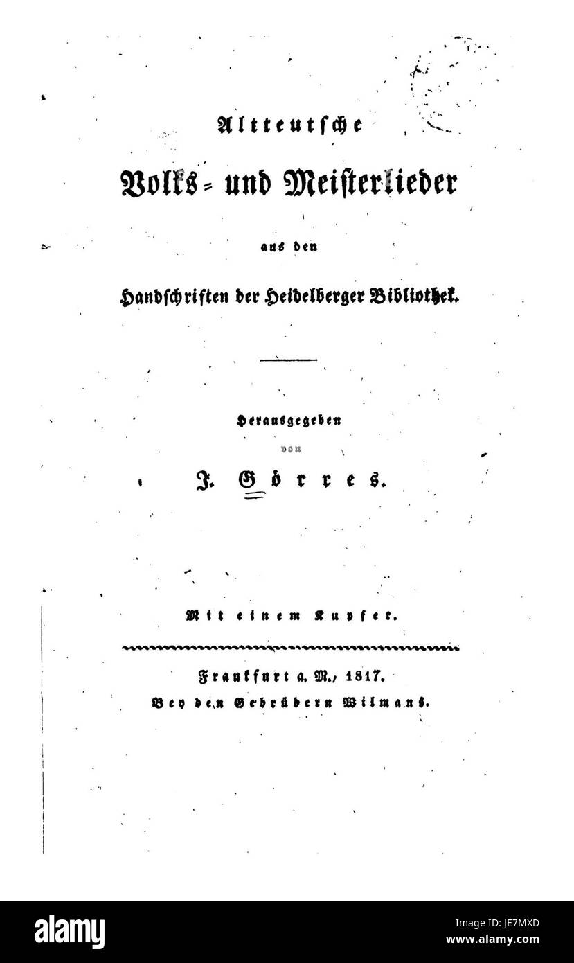 A collection of medieval German folk songs, compiled in the Altteutsche ...