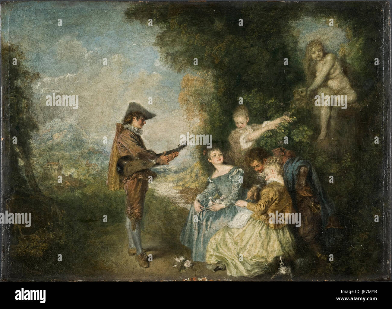Antoine Watteau's painting 'The Love Lesson' portrays a romantic scene ...