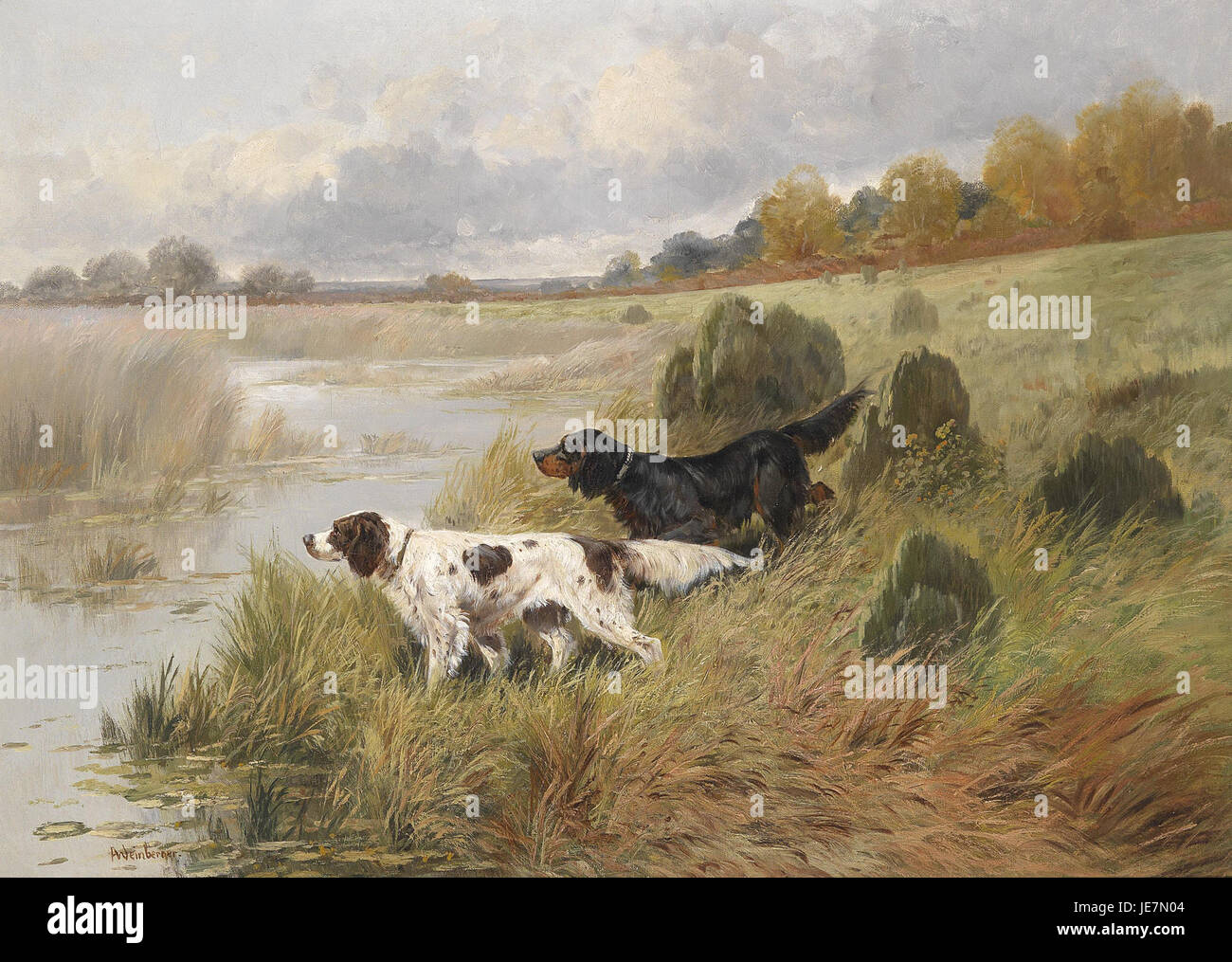 Anton Weinberger’s *Vorstehhunde in einer weiten Landschaft* (Pointing ...