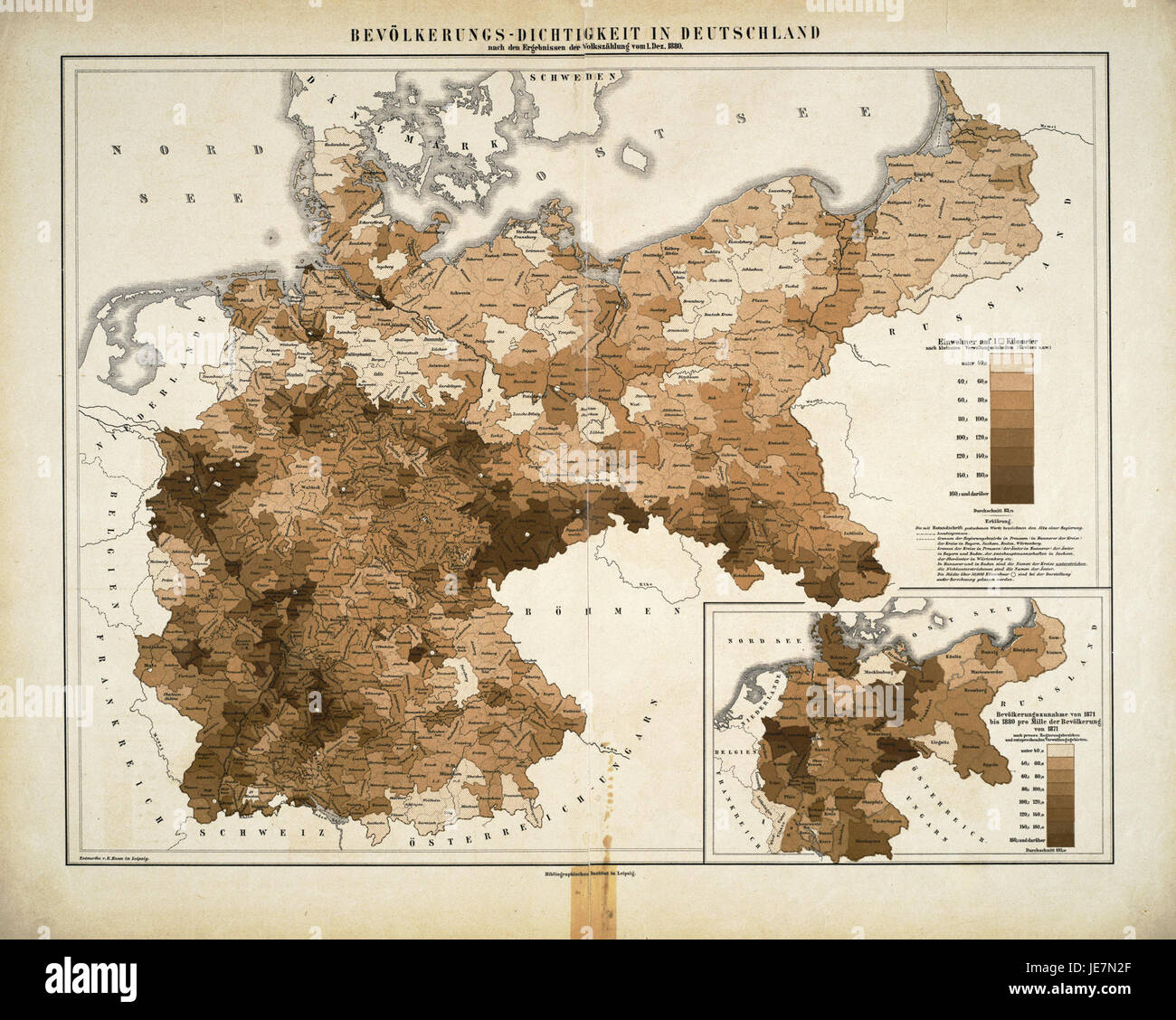 A map from the 'Atlas des Deutschen Reichs' by Ravenstein, published in ...