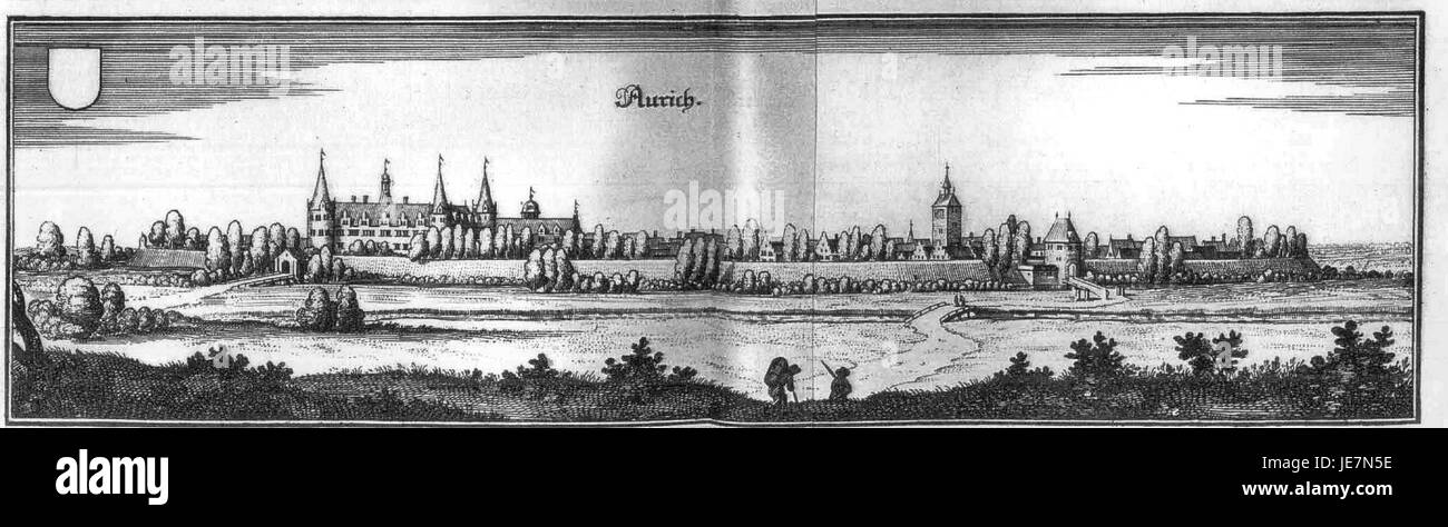 A detailed map of Aurich, a town in Lower Saxony, Germany, produced by ...