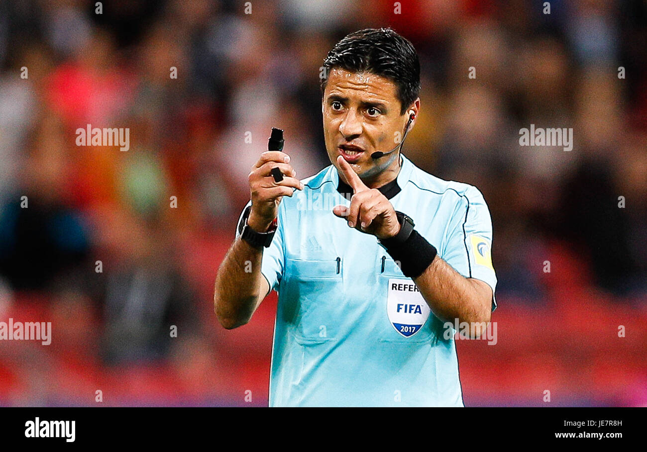 Kazan, Russia. 22nd Jun, 2017. The referee of the match, Alireza ...
