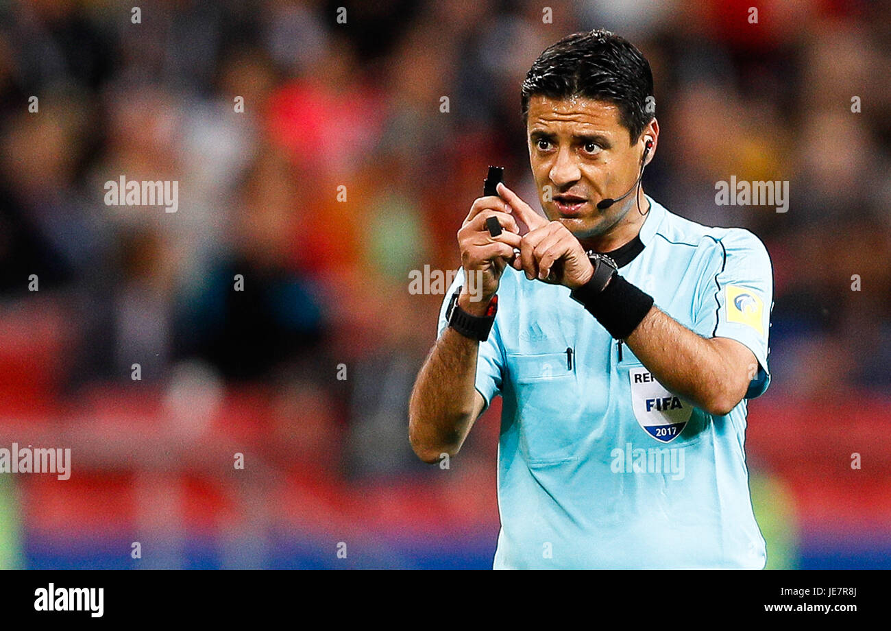 Kazan, Russia. 22nd Jun, 2017. The referee of the match, Alireza ...