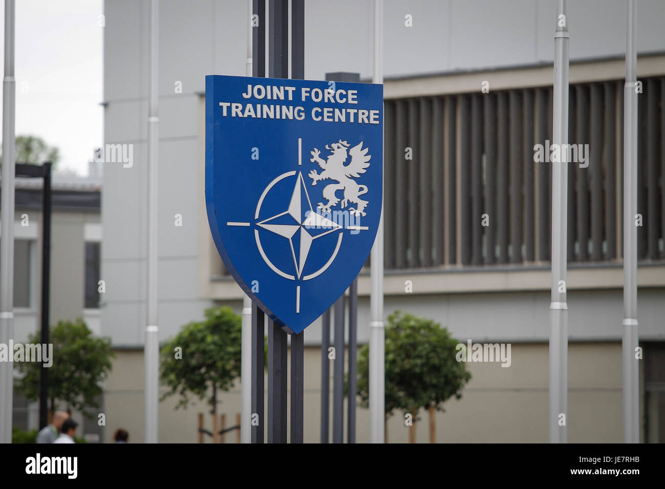 The logo of the NATO Joint Force Training Centre (JFTC) is seen on 22 ...