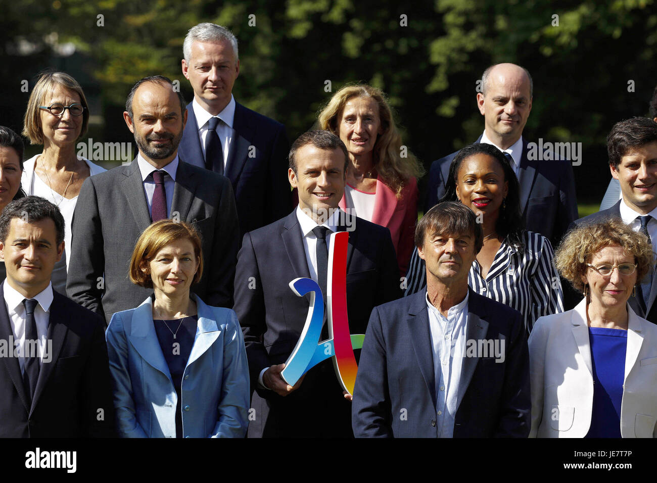 Paris, France. 22nd June, 2017. French President Emmanuel Macron (C ...