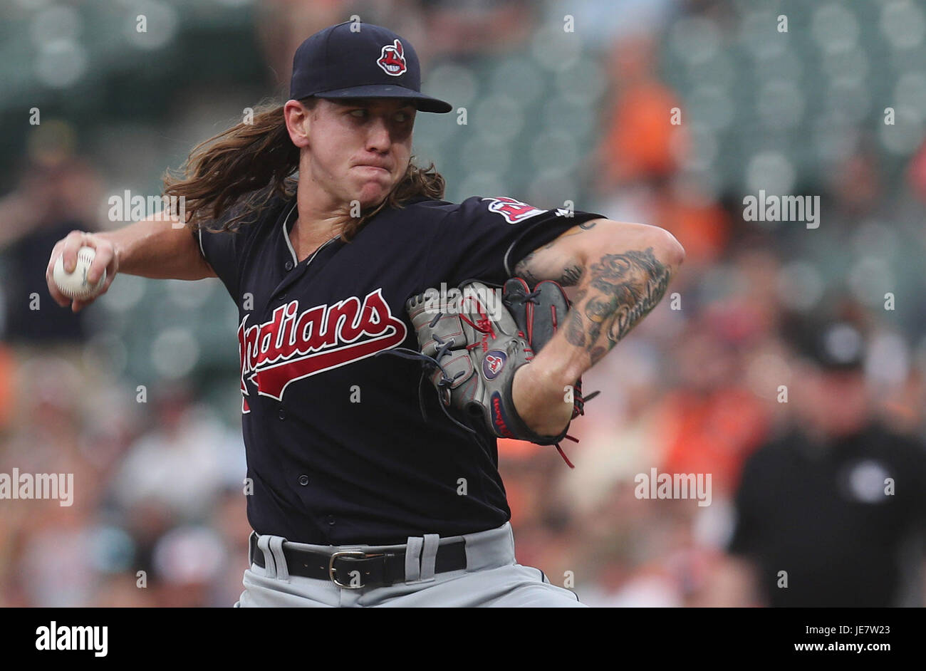Baltimore, USA. 22nd June, 2017. Cleveland Indians pitcher Mike ...