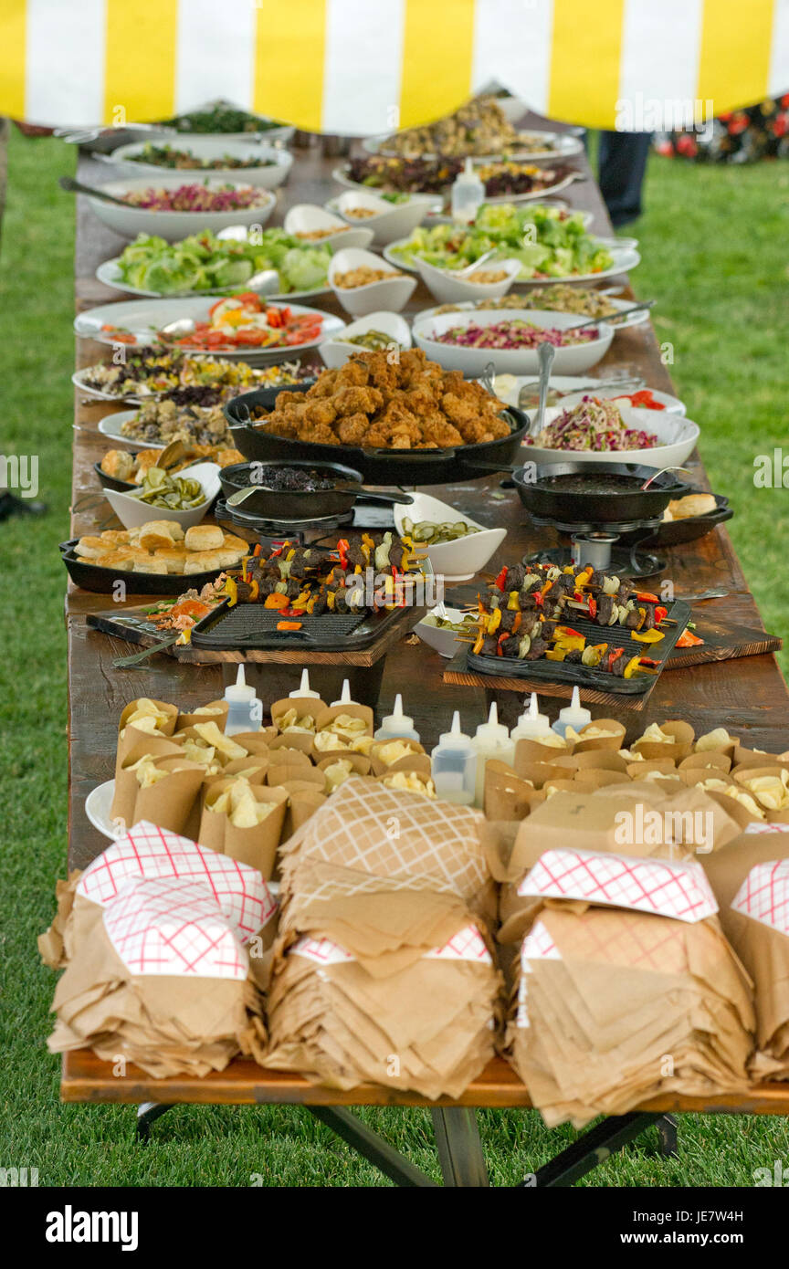 Table of food served buffet-style as United States President Donald J ...