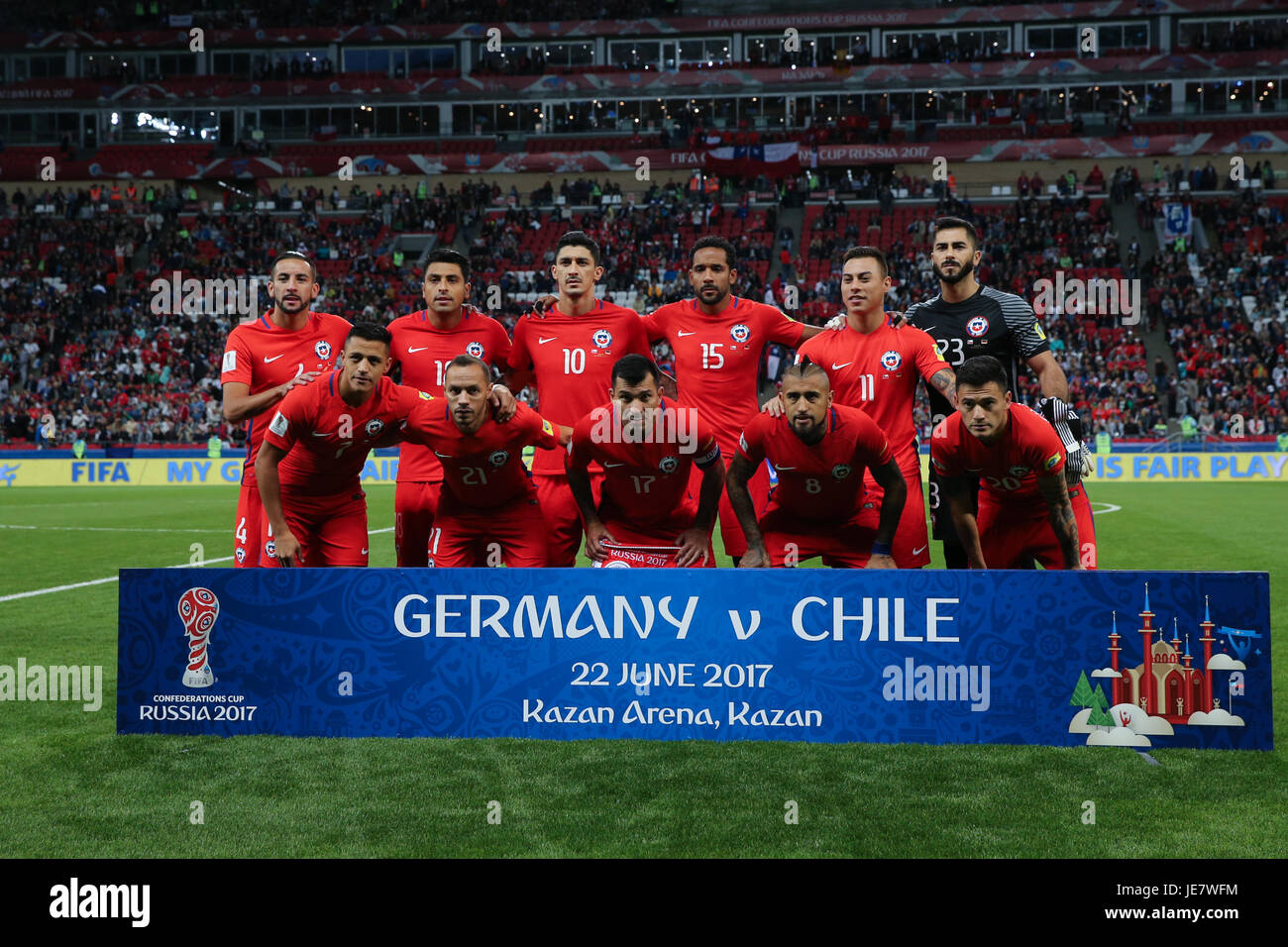 Kazan, Russia. 22nd June, 2017. Players of Chile pose for a group photo ...