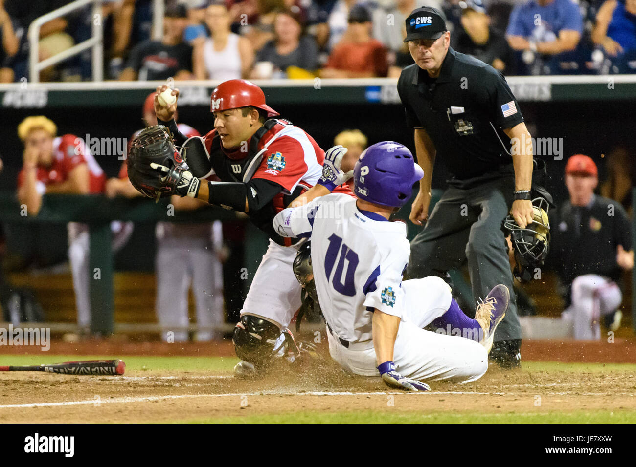 Omaha, NE USA. 22nd June, 2017. Louisville catcher Colby Fitch #42 ...