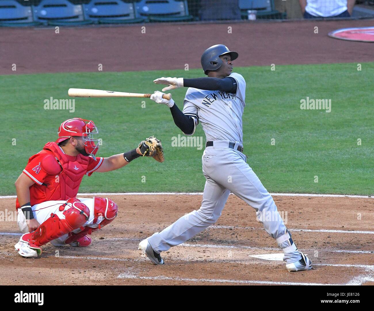 Anaheim, California, USA. 14th June, 2017. Didi Gregorius (Yankees) MLB ...