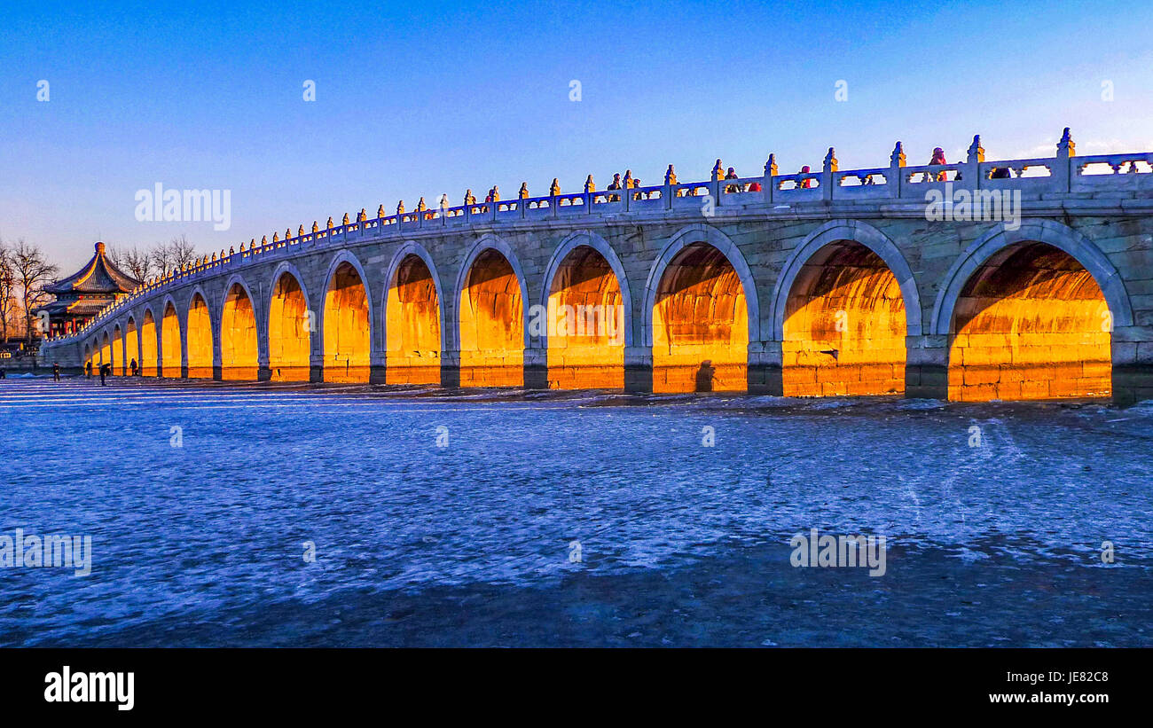 Beijing, Beijing, China. 23rd June, 2017. Winter scenery of sunset at ...