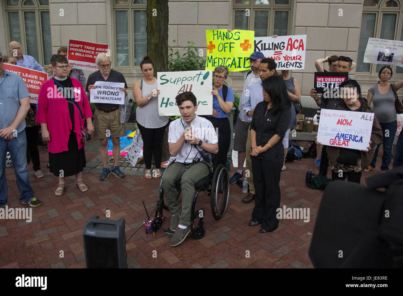 Philadelphia, USA. 23rd Jun, 2017. Disability rights activist Liam ...