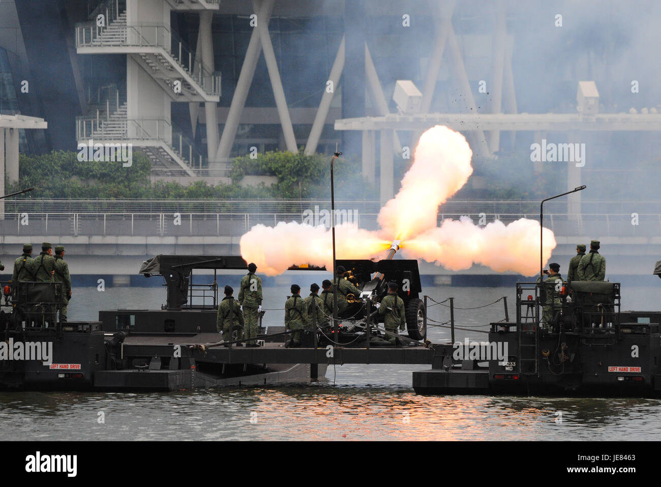 Singapore. 23rd June, 2017. A ceremonial gun salute of the National Day ...