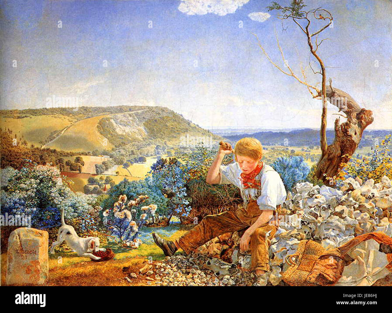 'The Stonebreaker' by Brett is a painting depicting a laborer breaking stones. The artwork ...