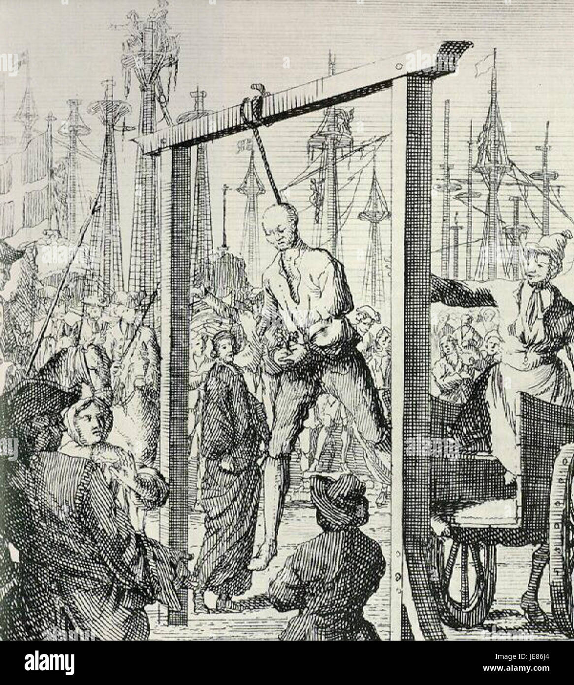 The image depicts the execution of Bonnet, a historical event. It ...